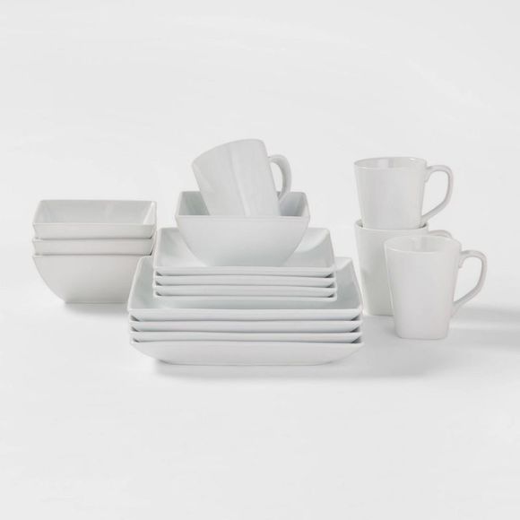 Threshold | Dining | Square Rim Porcelain 6pc Dinnerware Set Threshold ...